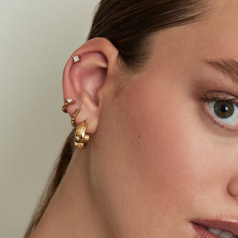 Tini Lux Hypoallergenic Titanium Small Beaded Hoops | Main Sail Huggies