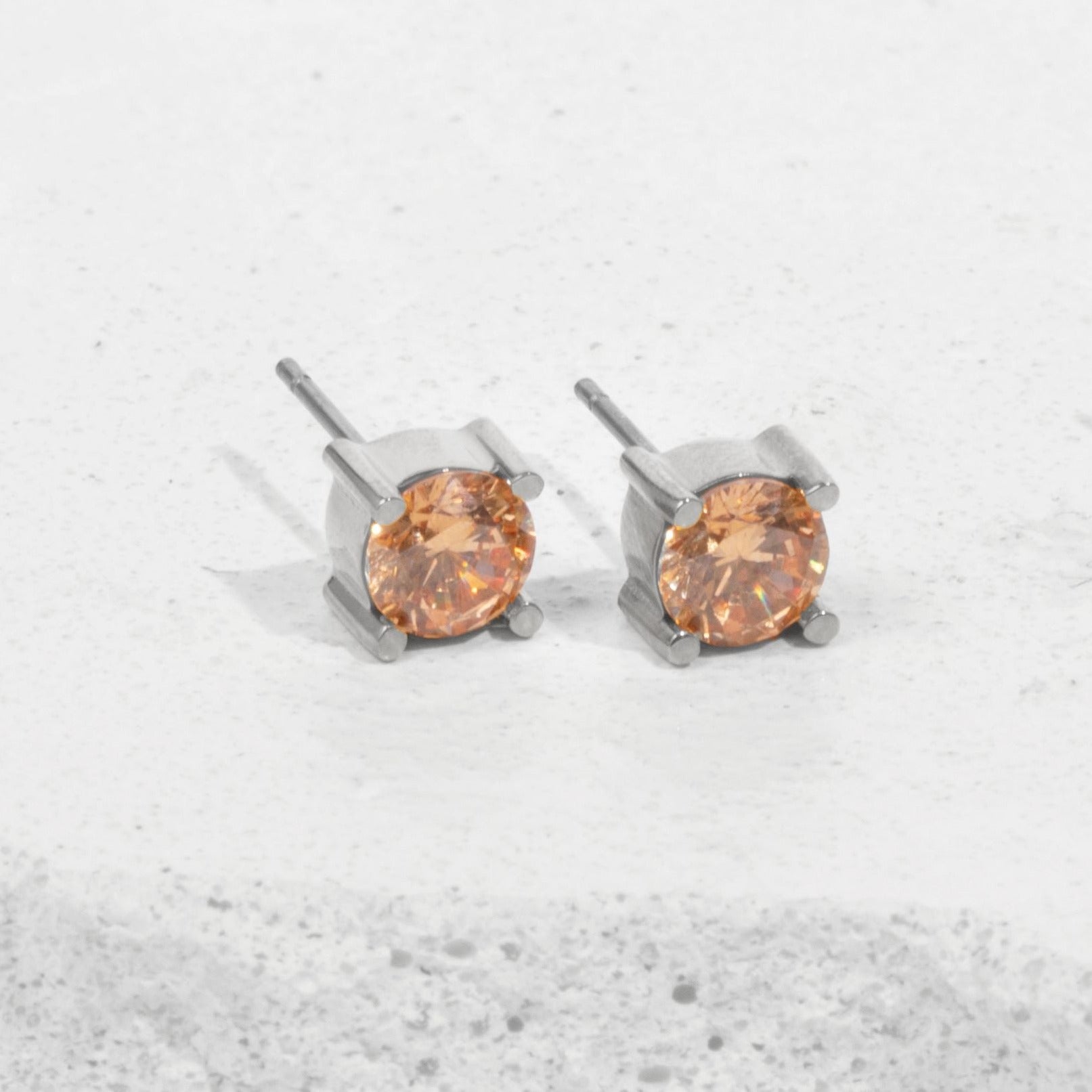 Tini Lux Hypoallergenic Titanium Bezel Crystal Studs | Celeste Studs