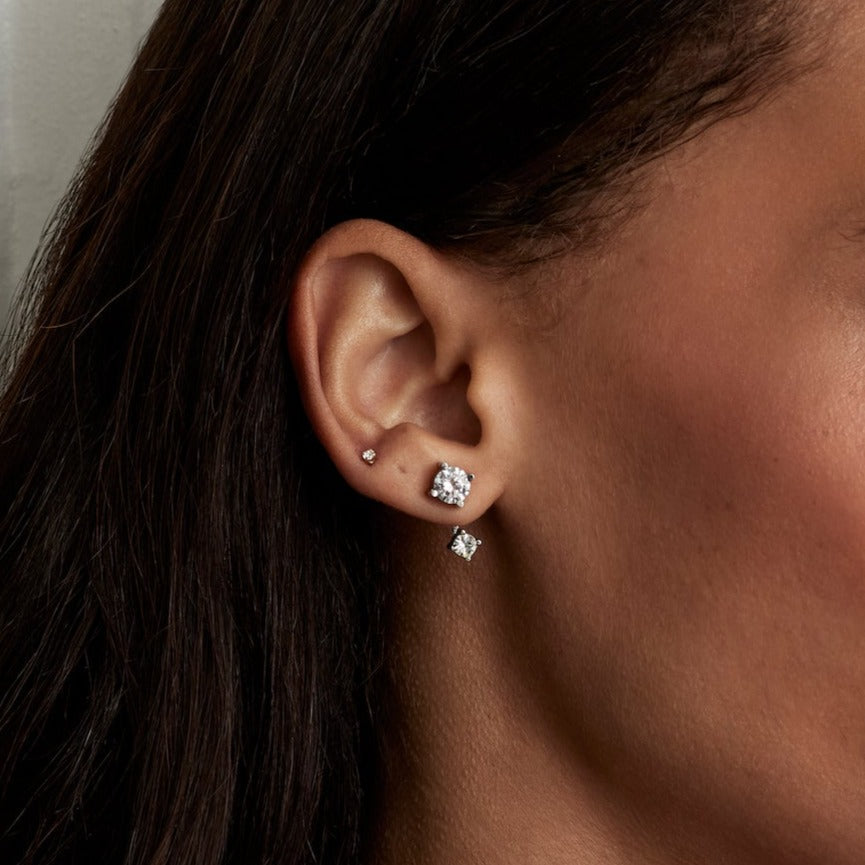 Hypoallergenic Titanium Tiny Crystal Flat Back Stud Earring | Tini Lux