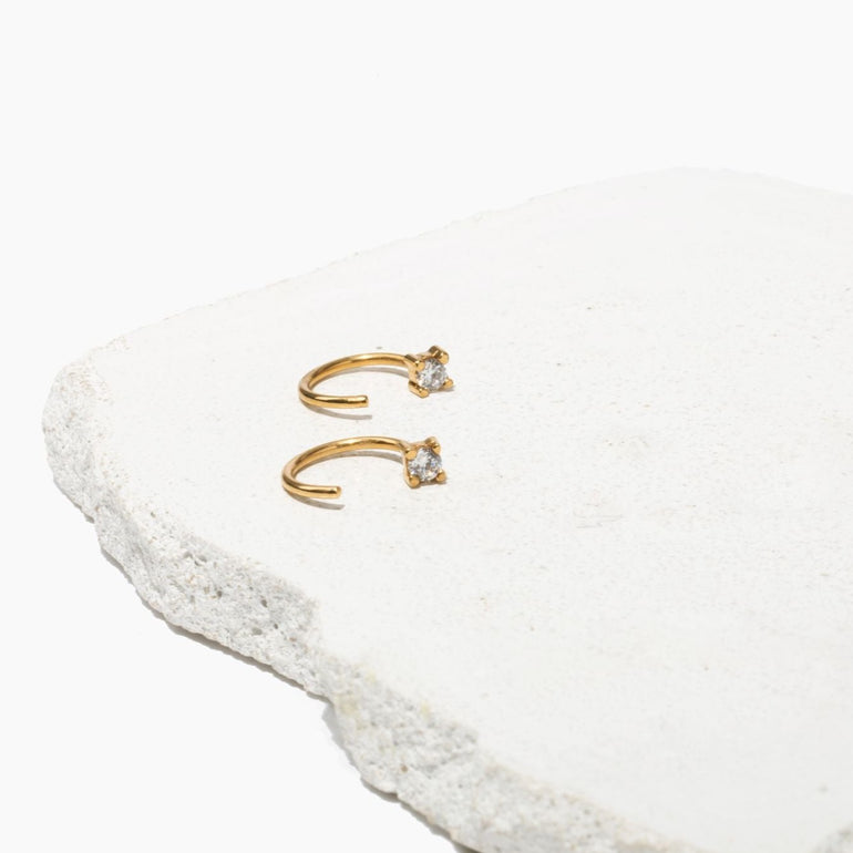 Hypoallergenic Crystal Trio Bar Stud with Titanium Drop Chain