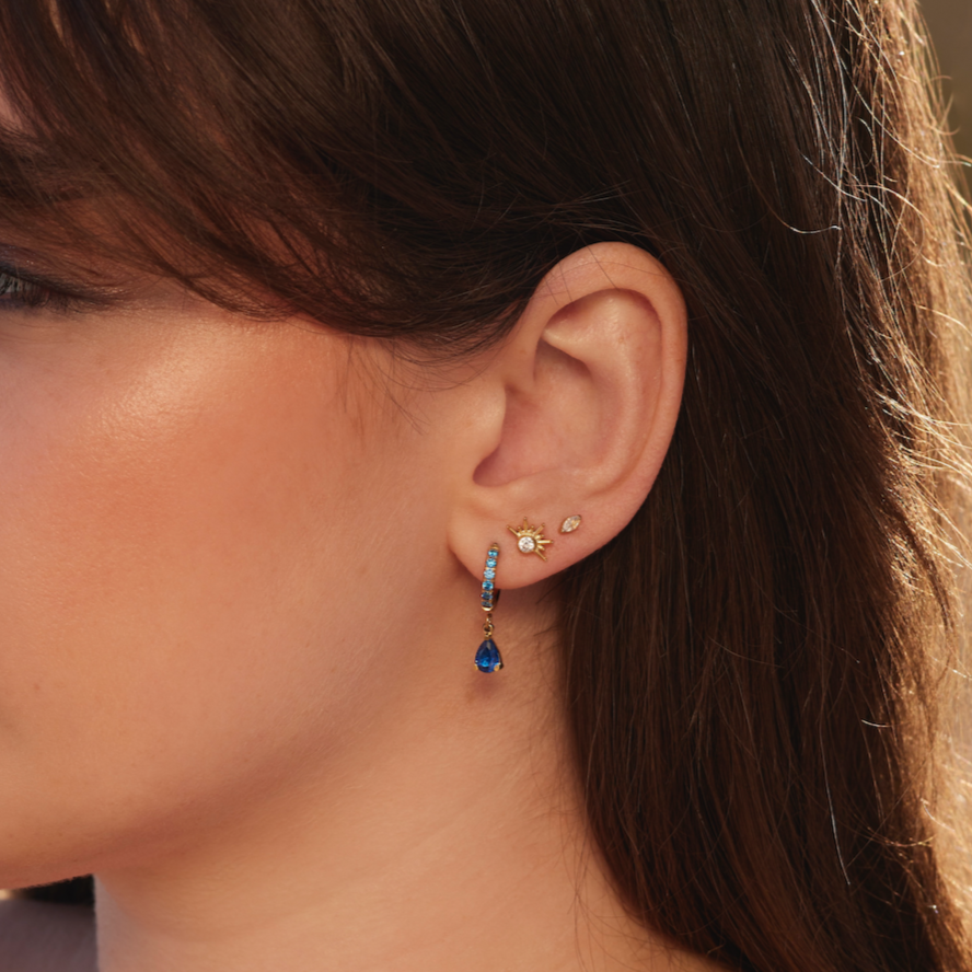 Hypoallergenic Turqouise Crystal Titanium Hoop Earrings