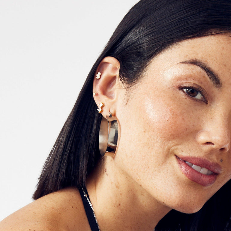 Hypoallergenic Lightweight Large Thin Flat Hoop Earrings | Tini Lux