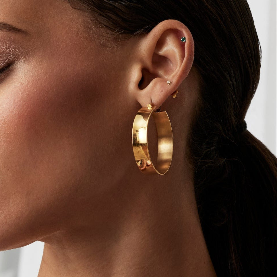 Hypoallergenic Lightweight Large Thin Flat Hoop Earrings | Tini Lux