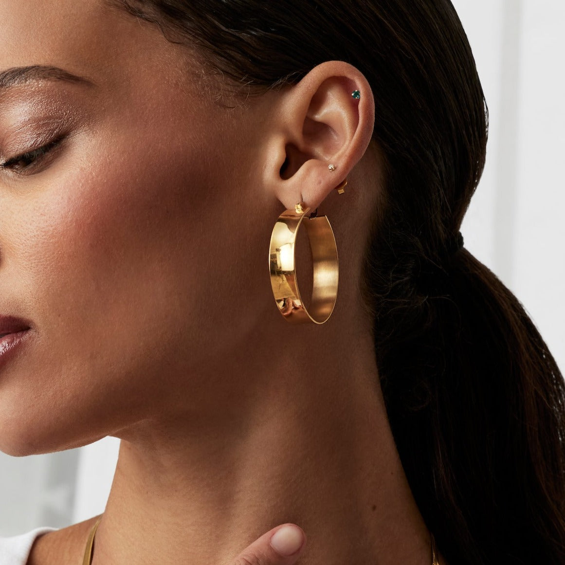 Hypoallergenic Lightweight Large Thin Flat Hoop Earrings | Tini Lux