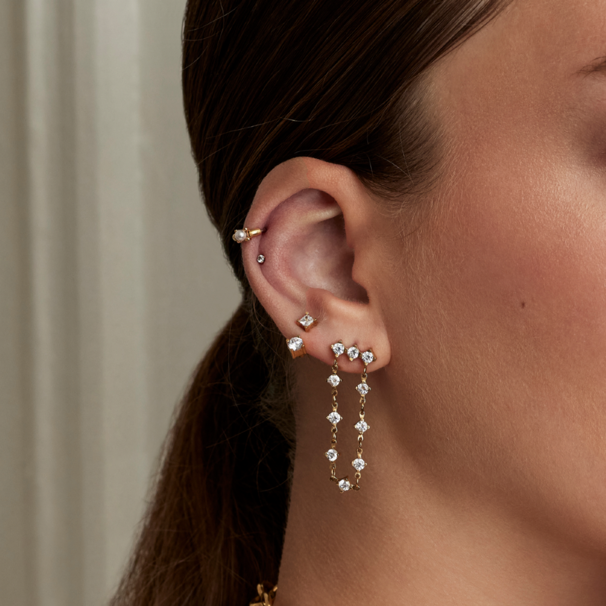 Skin Friendly Hypoallergenic Crystal Earring Jacket