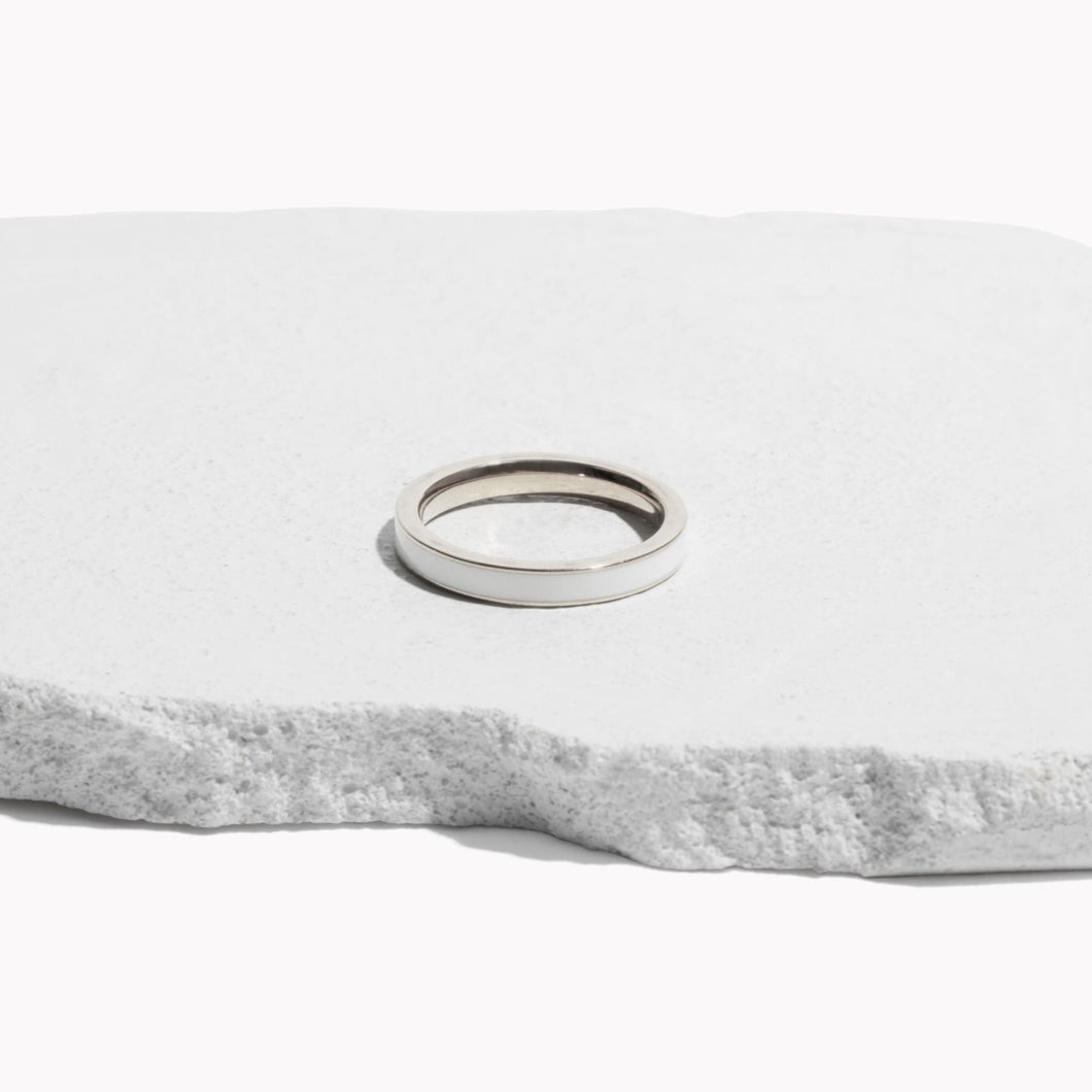 Nickel Free Non-Tarnishing Ivory Enamel Stacker Ring