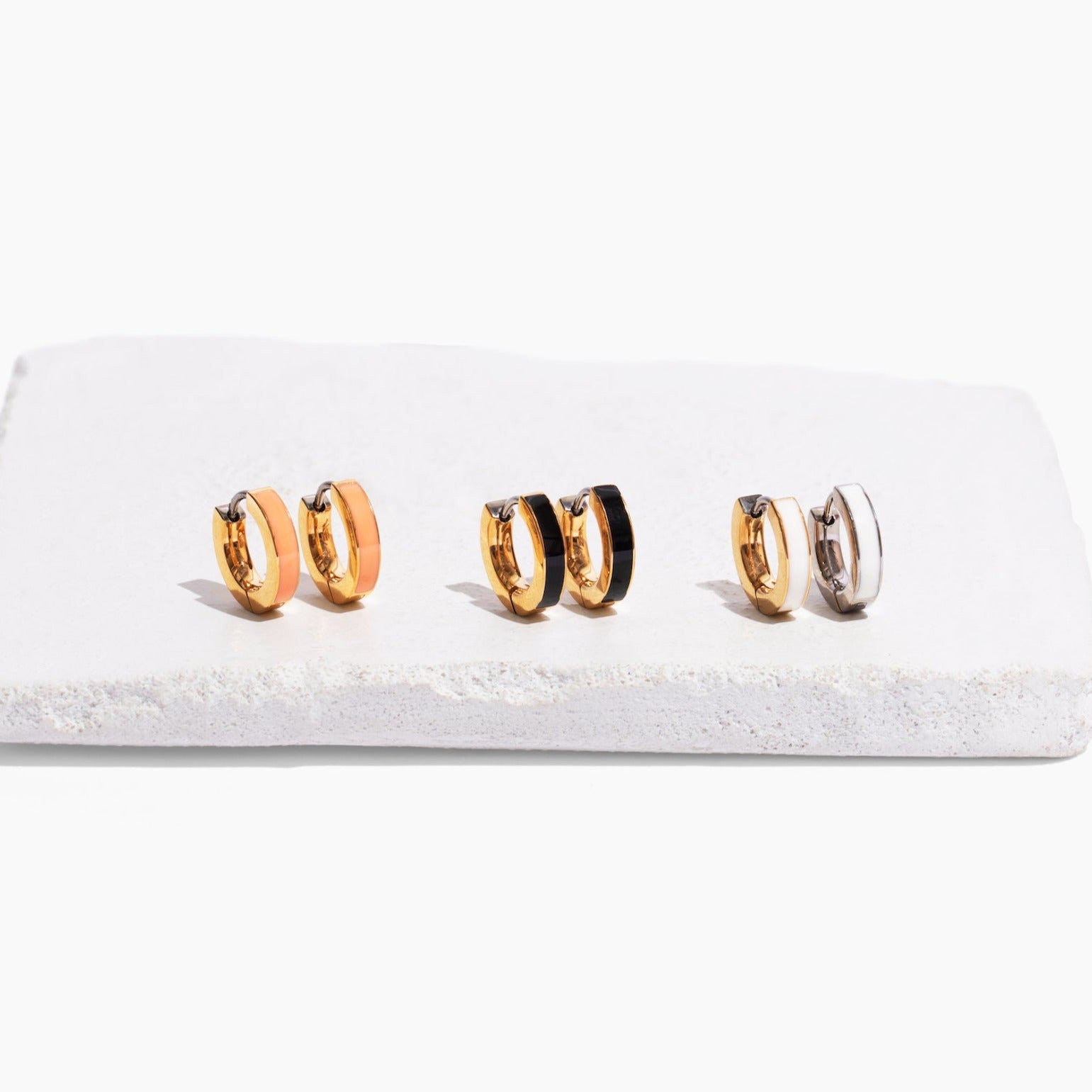 Hypoallergenic Titanium Enamel Inlay Hoop Earrings | Tini Lux