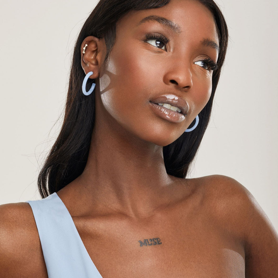 Tini Lux Hypoallergenic Titanium Acrylic Hoops Blue | Ally Hoops