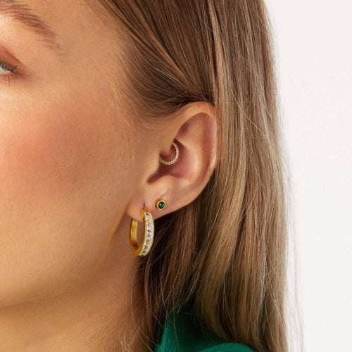 Tini Lux Baguette Silver Hoop Earrings