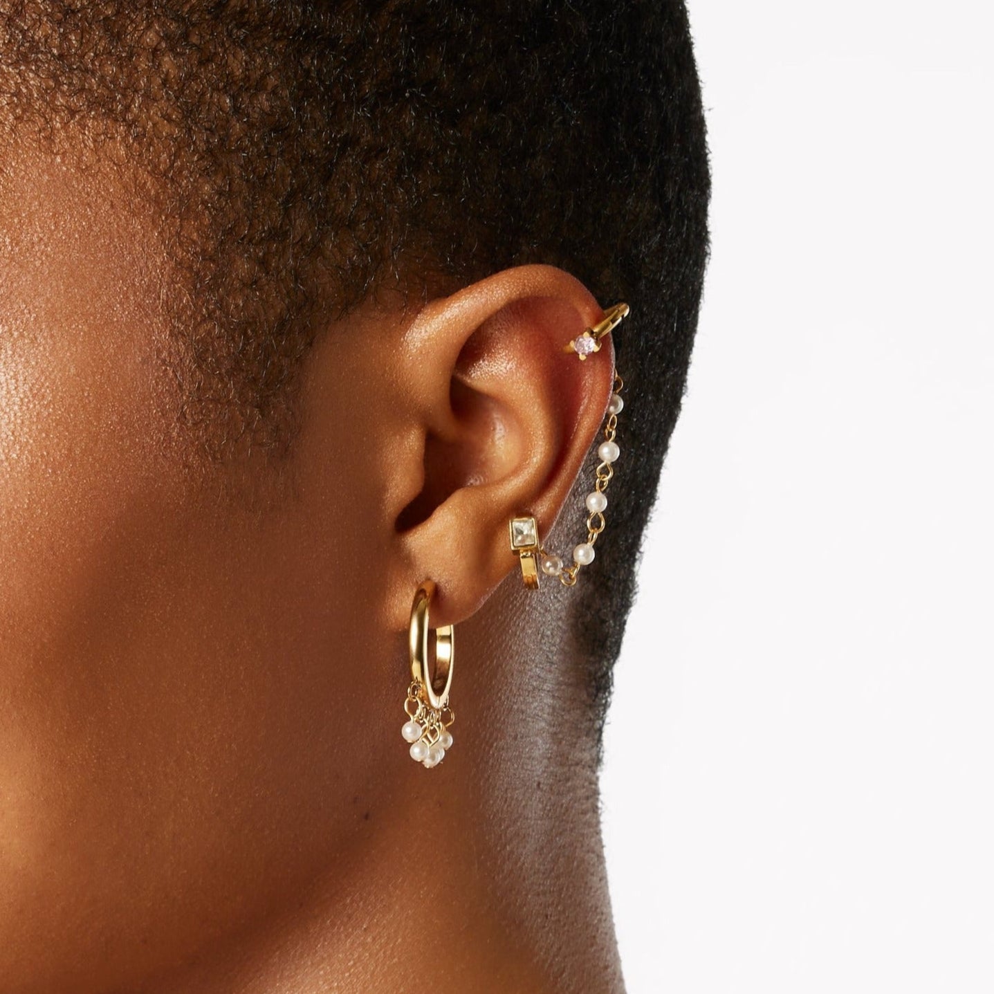 Hypoallergenic Hoop Earrings with Pearl Charms | Tini Lux