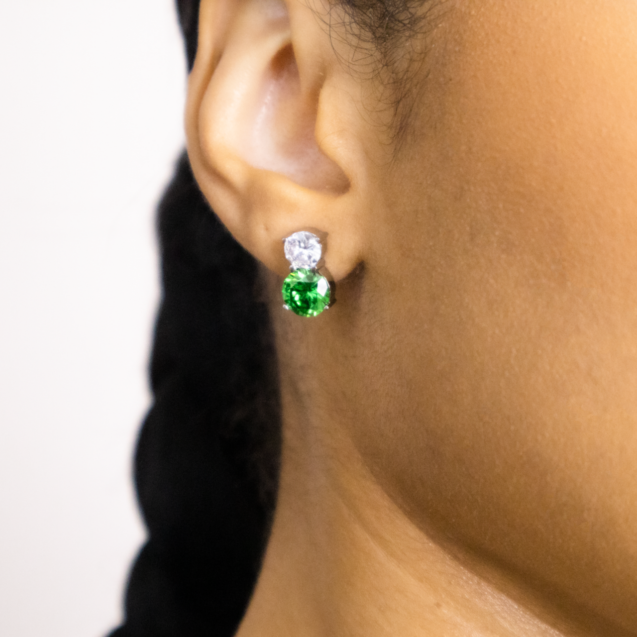 Tini Lux Hypoallergenic Titanium Crystal and Emerald Studs | Coco Studs