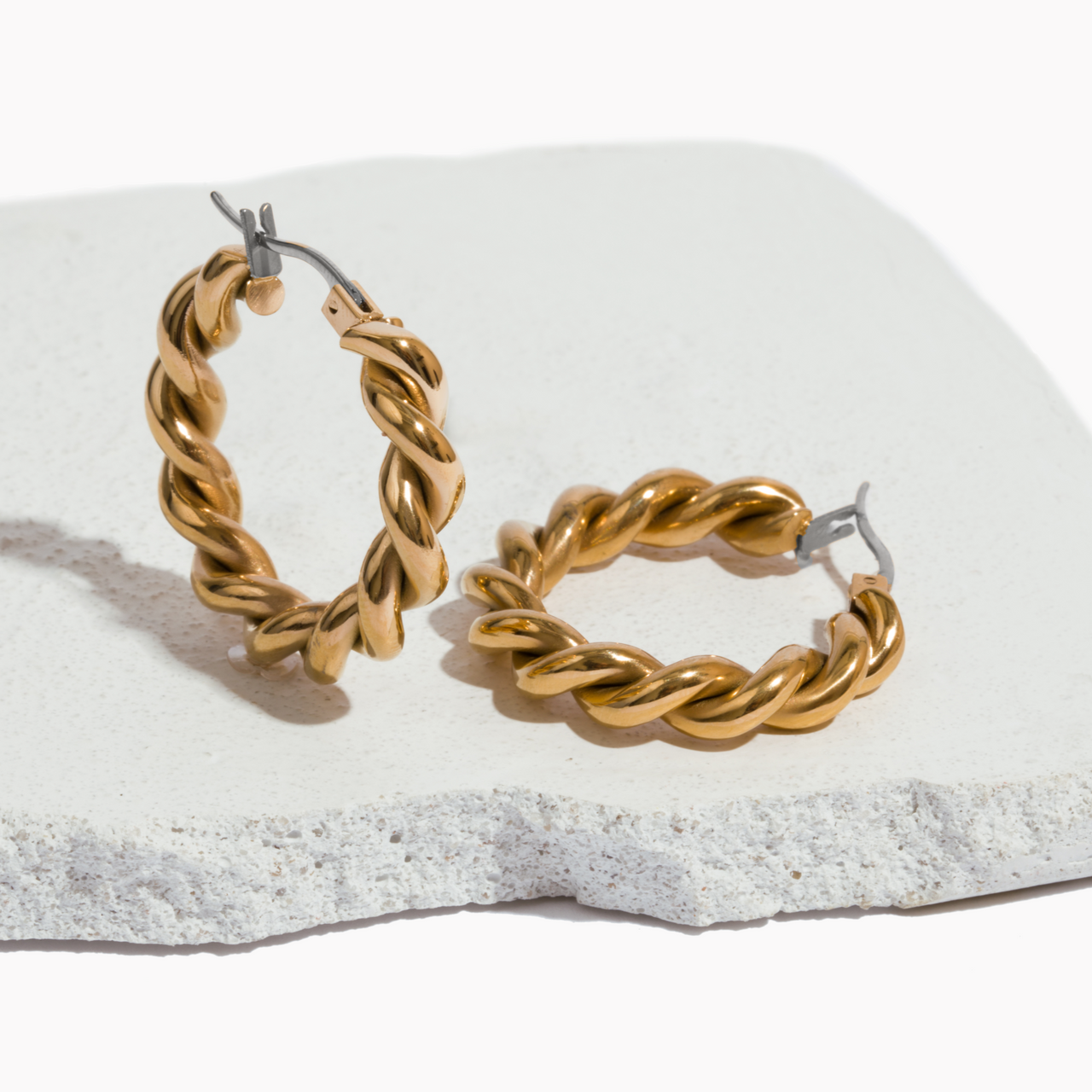 Tini Lux Hypoallergenic Titanium Chunky Twisted Hoops | Large Weekender ...