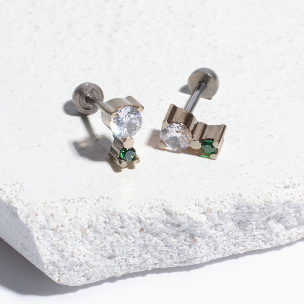 Tini Lux Hypoallergenic Titanium Crystal Screw Back Studs | Mini Coco Studs