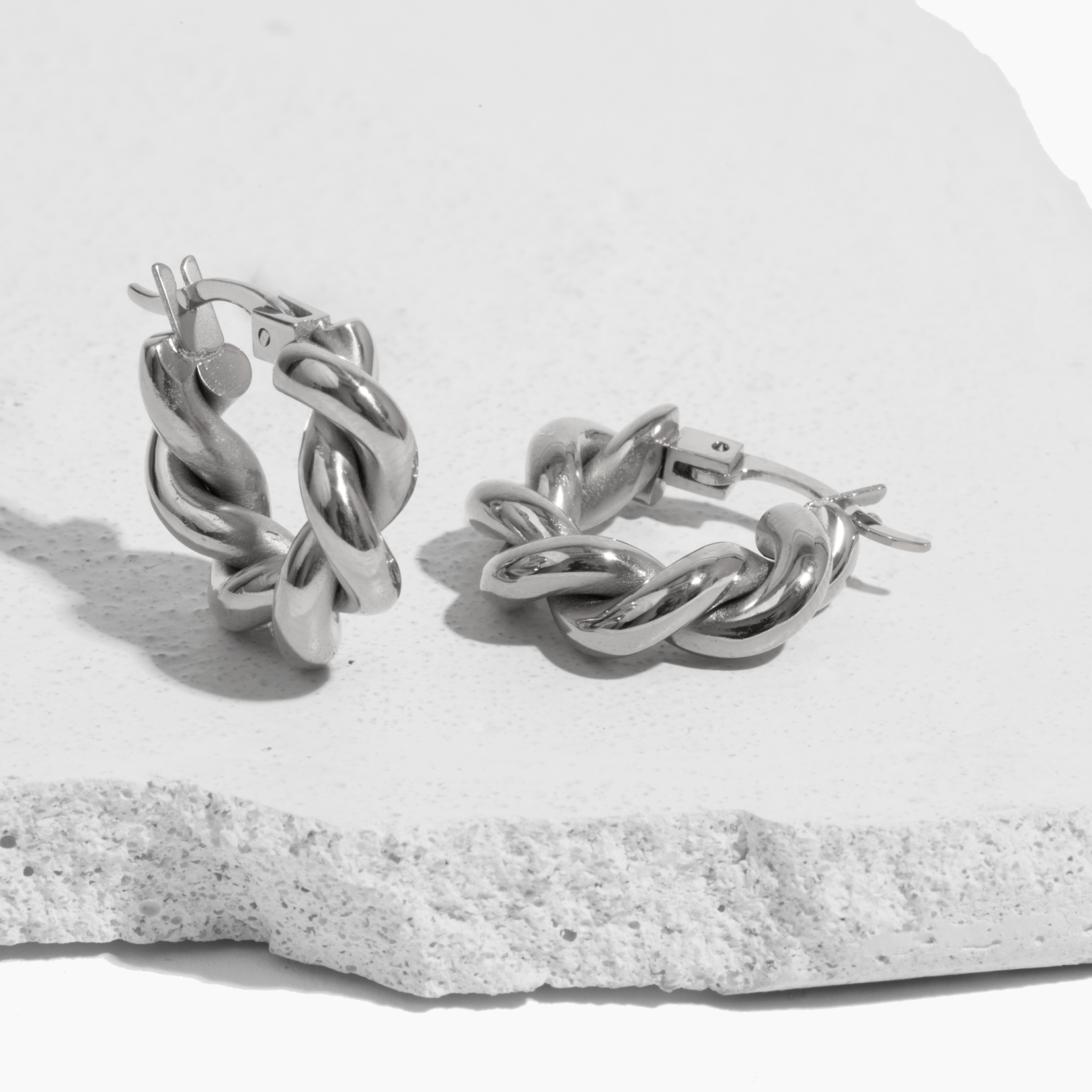 Hypoallergenic Titanium Chunky Twisted Hoop Earrings | Tini Lux