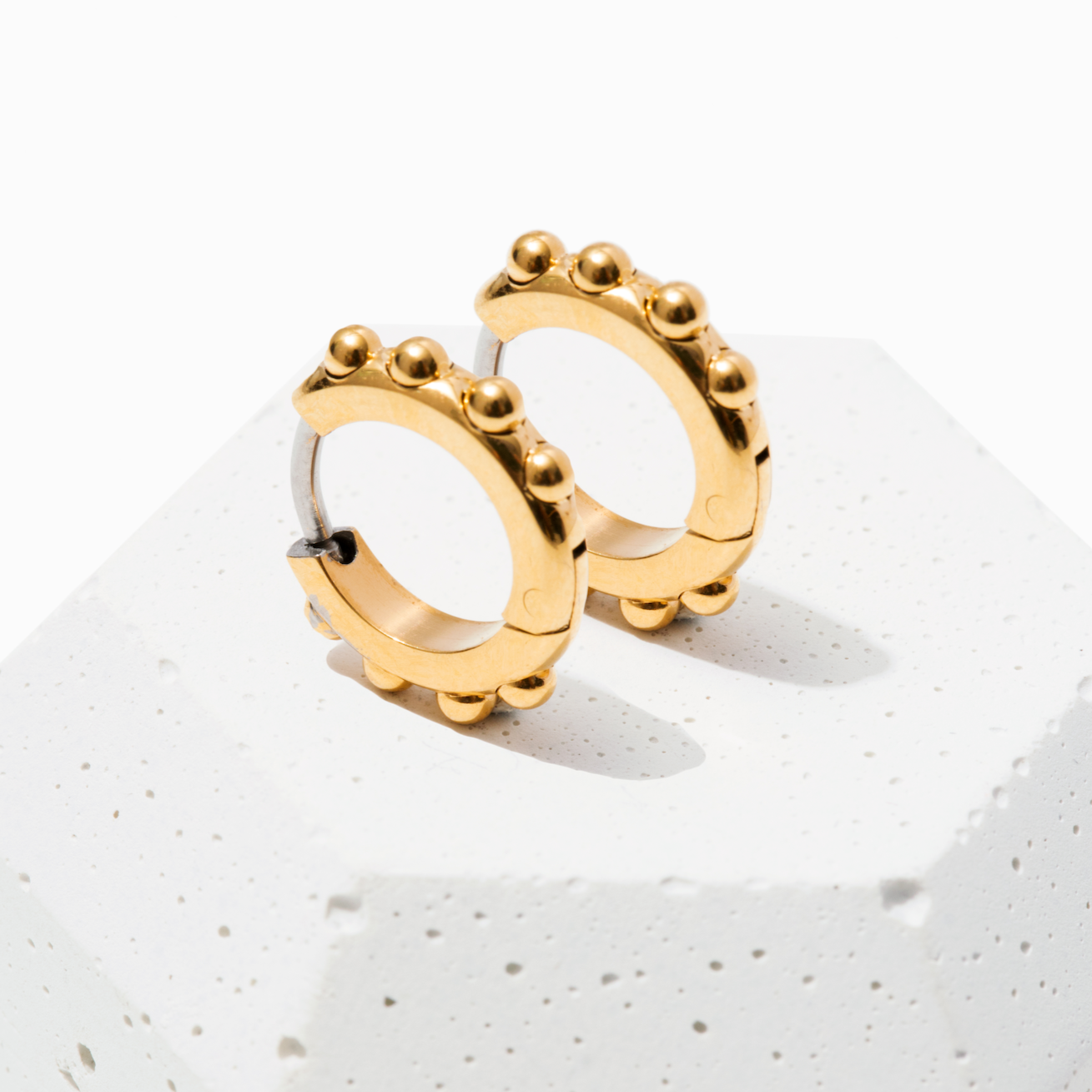 Tini Lux Hypoallergenic Titanium Small Beaded Hoops | Main Sail Huggies