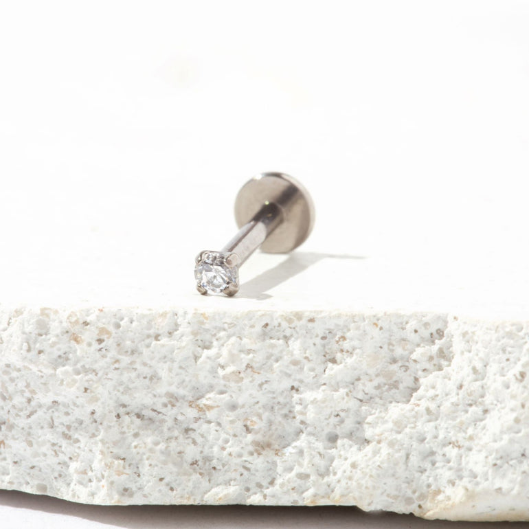 Hypoallergenic Titanium Tiny Crystal Flat Back Stud Earring | Tini Lux